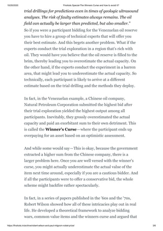 The Winners Curse and how to avoid it? - Finshots Special : Notes | PDF