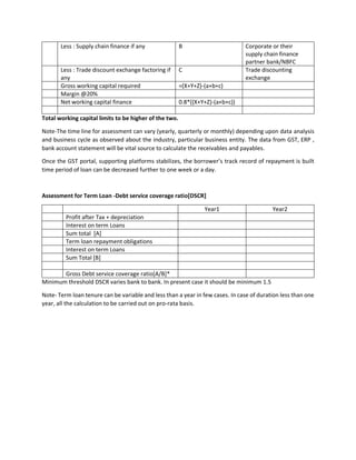 Fintech - MSME lending score card template for flow based lending | PDF