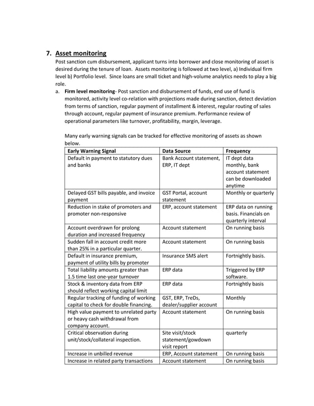 Fintech - MSME lending score card template for flow based lending | PDF