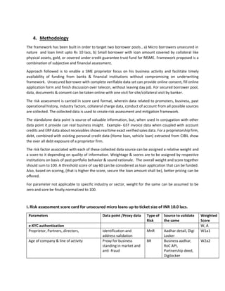 Fintech - MSME lending score card template for flow based lending | PDF
