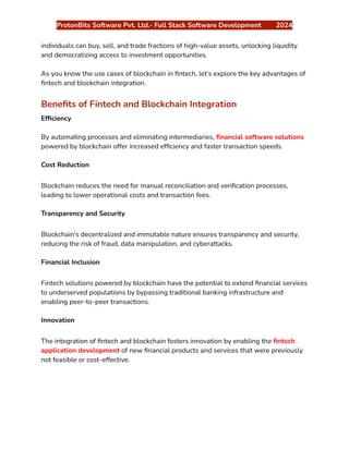 Fintech and Blockchain: Use Cases, Benefits, & Future - ProtonBits | PDF