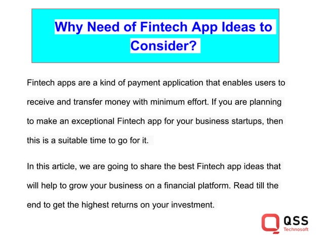 Fintech App Ideas to Consider in 2021 for Startups | PPT