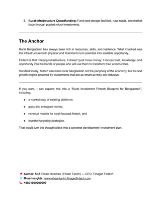 Fintech as a Gateway for Rural Investment in Bangladesh | PDF