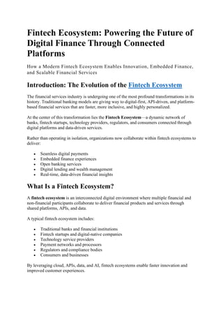 Fintech Ecosystem: Powering the Future of Digital Finance Through ...