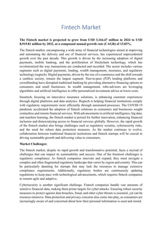 Fintech Market Global Trends and Forecast Analysis (2023-2032) | PDF