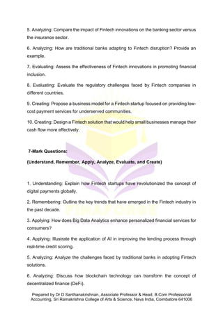 Basics of Fintech Notes Unit 1 to Unit 3 | PDF