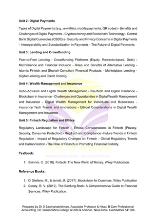Basics of Fintech Notes Unit 1 to Unit 3 | PDF