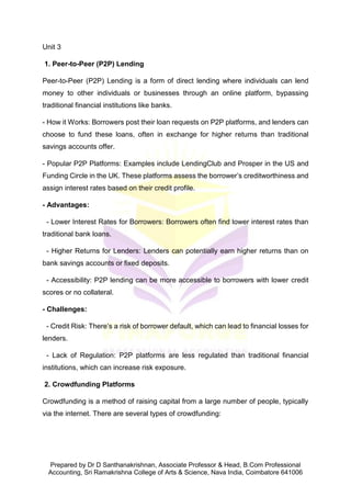 Basics of Fintech Notes Unit 1 to Unit 3 | PDF