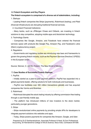 Basics of Fintech Notes Unit 1 to Unit 3 | PDF