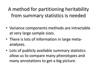 Partitioning Heritability using GWAS Summary Statistics with LD Score ...