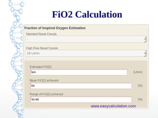 Fio2 Calculation -Fraction of Inspired Oxygen | PPT