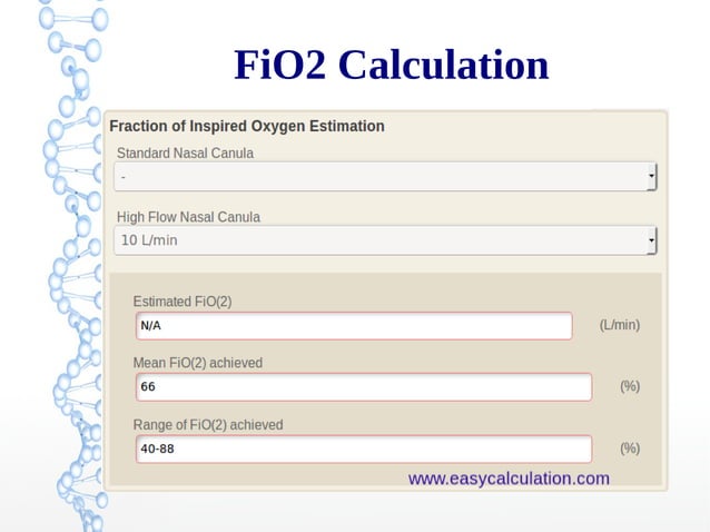 Fio2 Calculation -Fraction of Inspired Oxygen | ODP