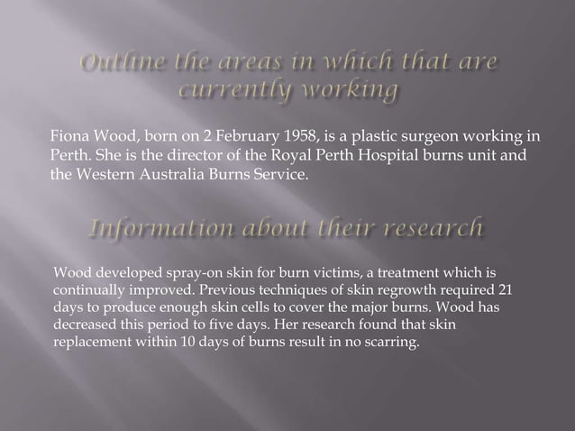 Australian Scientists- Rachelle | PPTX | Skin and Dermatology ...