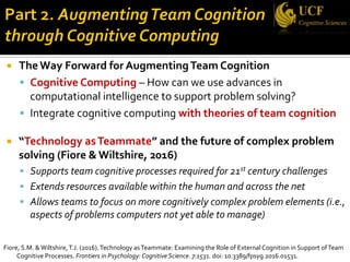 Developing Cognitive Systems to Support Team Cognition | PDF
