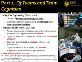 Developing Cognitive Systems to Support Team Cognition | PDF