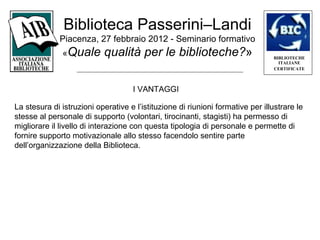 Biblioteca Fiorenzuola | PPT
