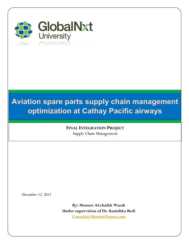 Aviation spare parts supply chain management optimization at Cathay Pacific airways | PDF