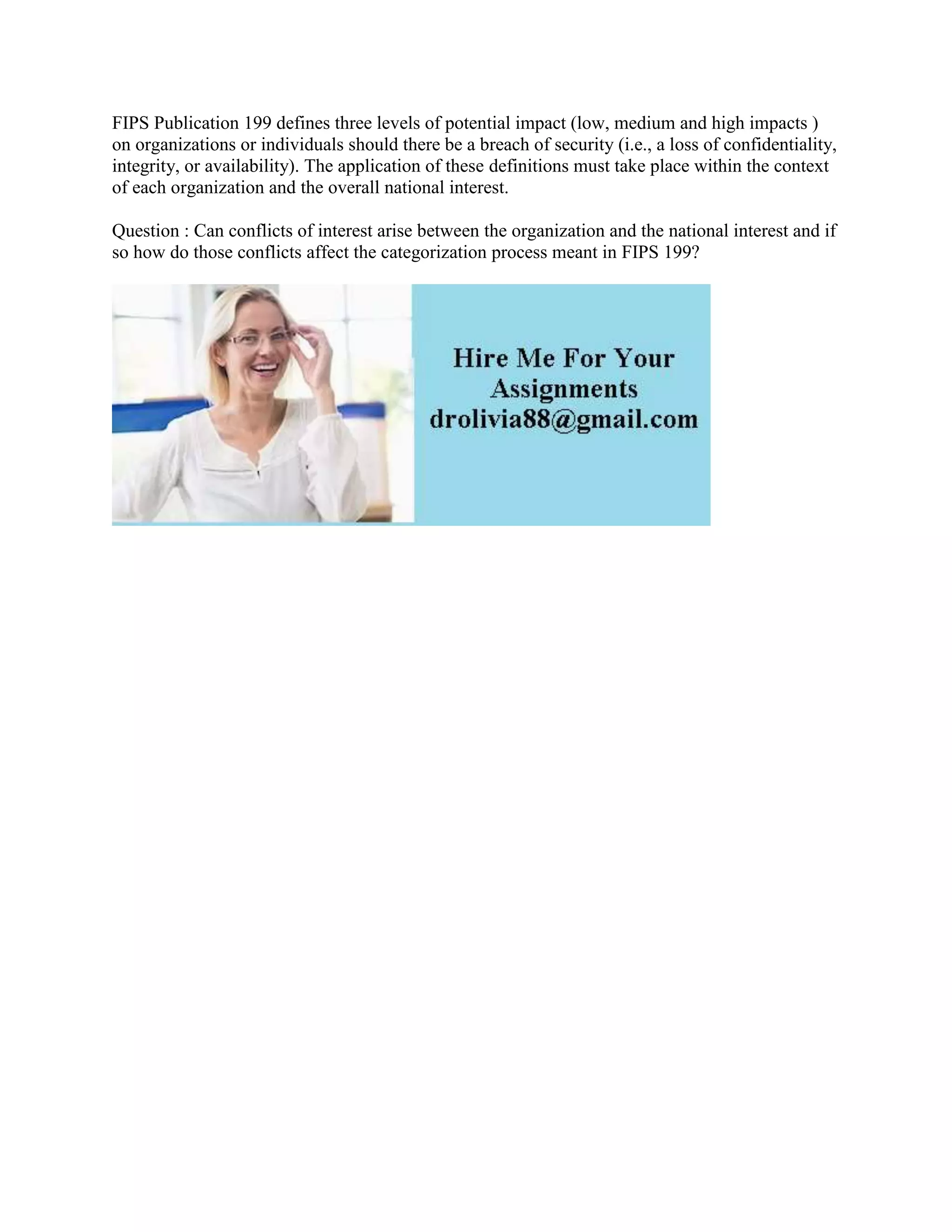 FIPS Publication 199 defines three levels of potential impact (low- me.docx