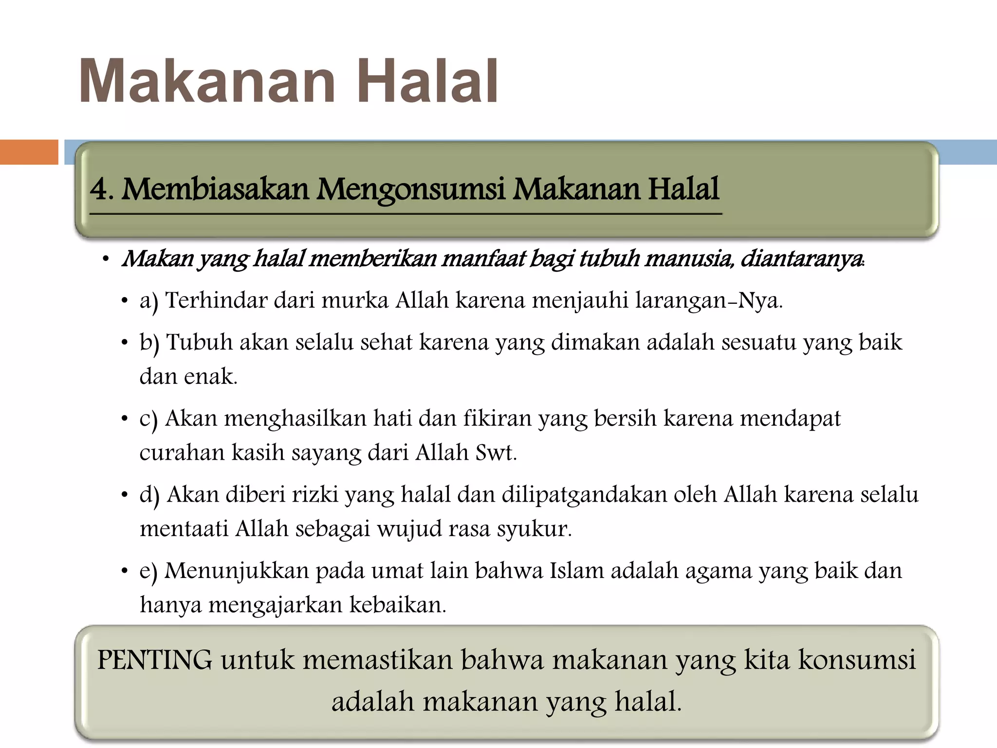 Fiqh 6 Makanan Halal dan Haram (part 1) | PPTX