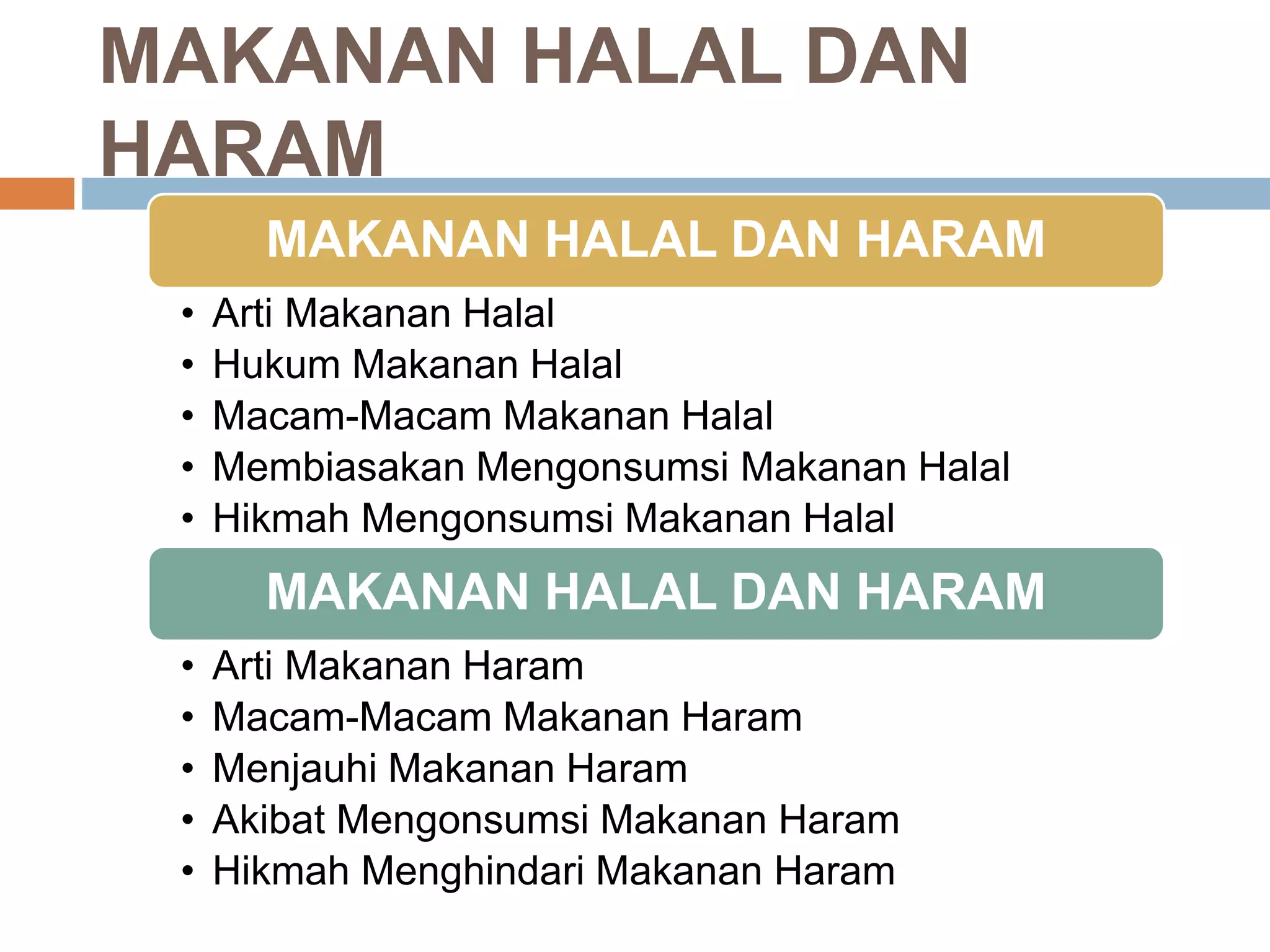 Fiqh 6 Makanan Halal dan Haram (part 1) | PPTX