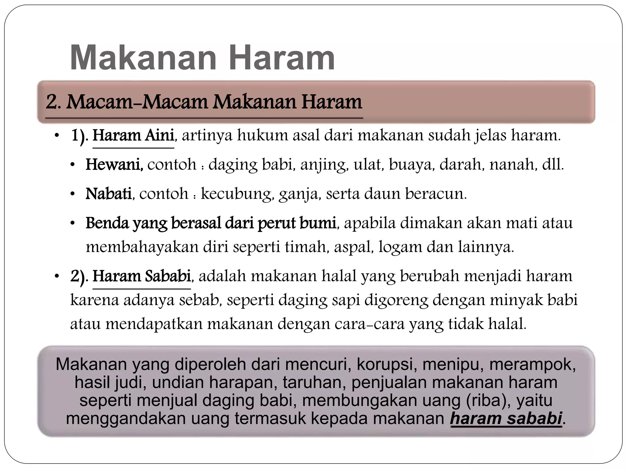 Fiqh 6 Makanan Halal dan Haram (part 2) | PPTX