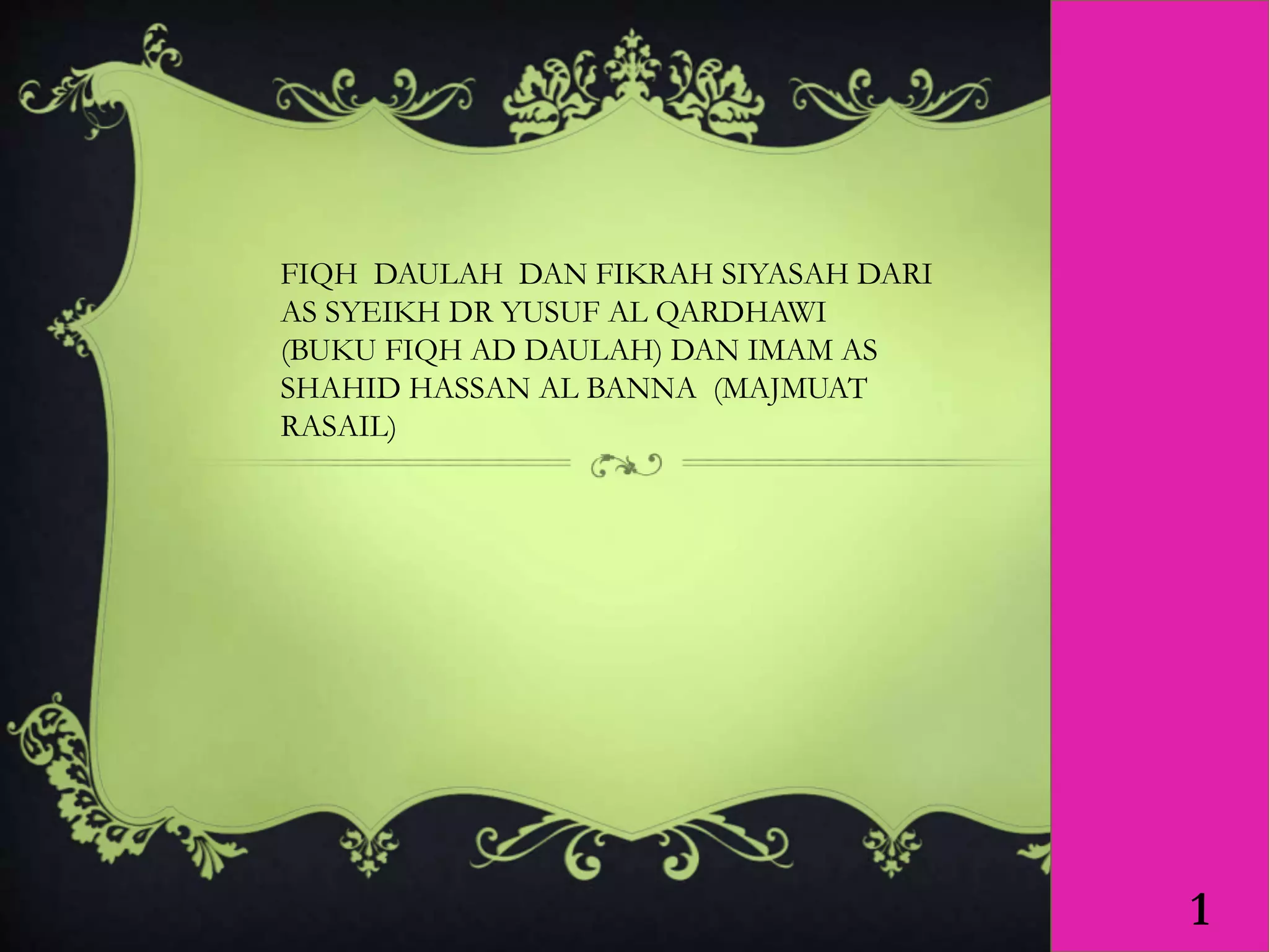 Fiqh daulah al qaradawi pt 2 | PPT