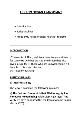 Fiqh On Organ Transplant | PDF