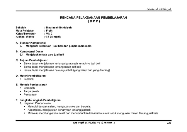 Fiqih kelas 6 smt2 | DOC