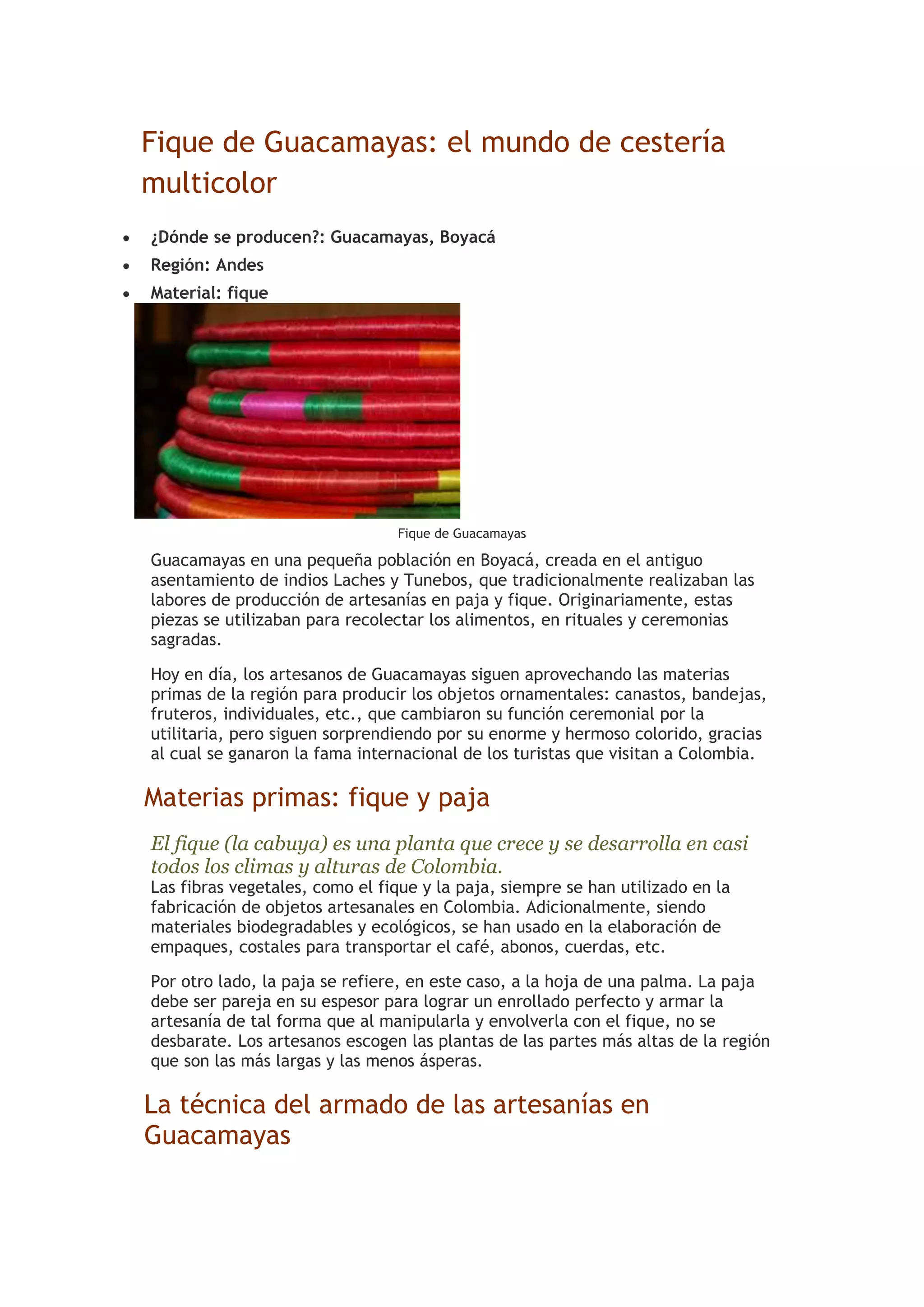 Fique de guacamayas | DOCX