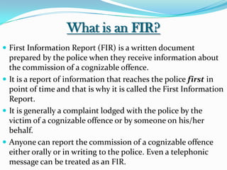 FIR- First Information Report | PPTX