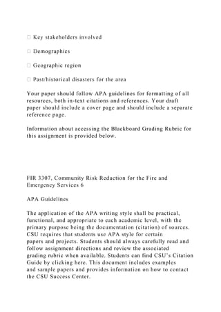 FIR 3307, Community Risk Reduction for the Fire and Emergency .docx