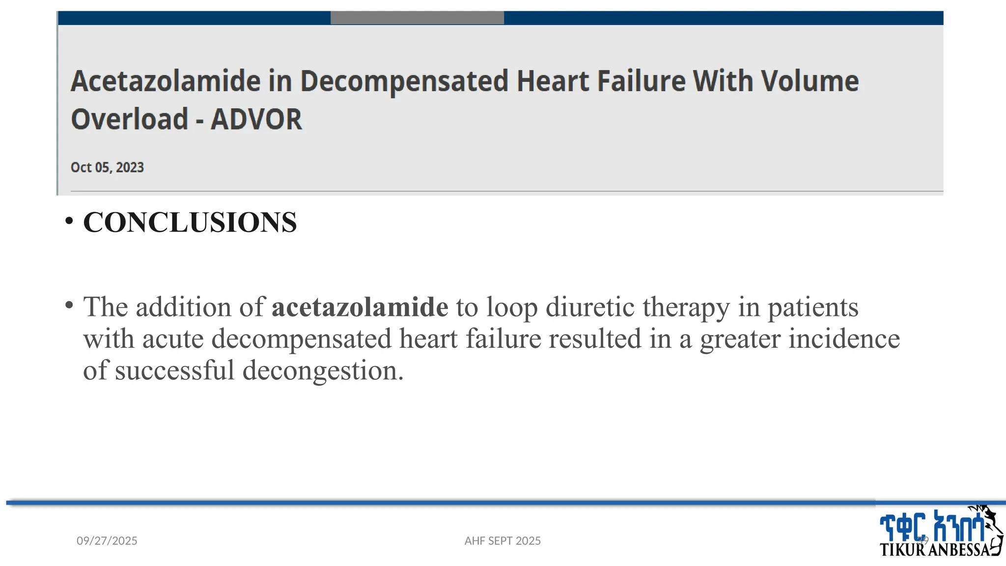 Acute decompensated Heart failure management | PPTX