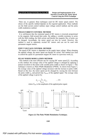 Design and Implementation of an Interface Circuit for DC Motor Speed ...
