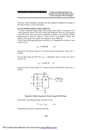Design and Implementation of an Interface Circuit for DC Motor Speed ...