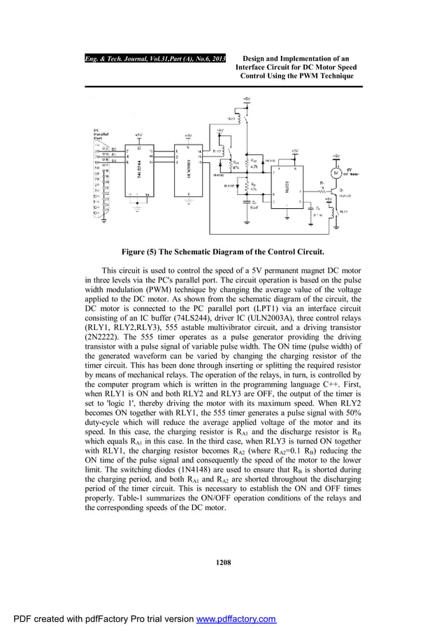 Design and Implementation of an Interface Circuit for DC Motor Speed Control Using the PWM ...