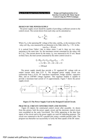 Design and Implementation of an Interface Circuit for DC Motor Speed ...
