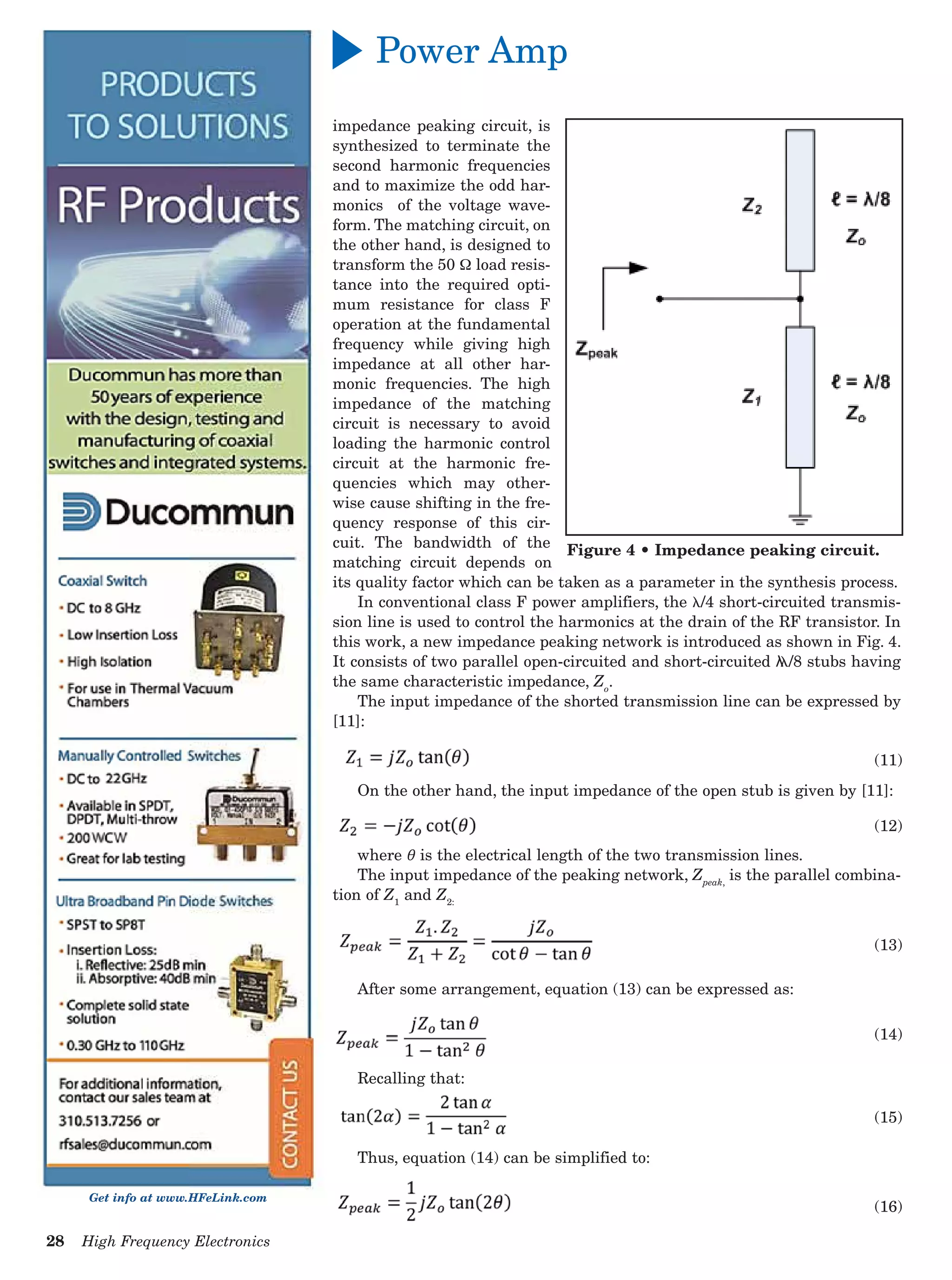 Class-F RF Power Amplifier with a New Load Network Configuration | PDF