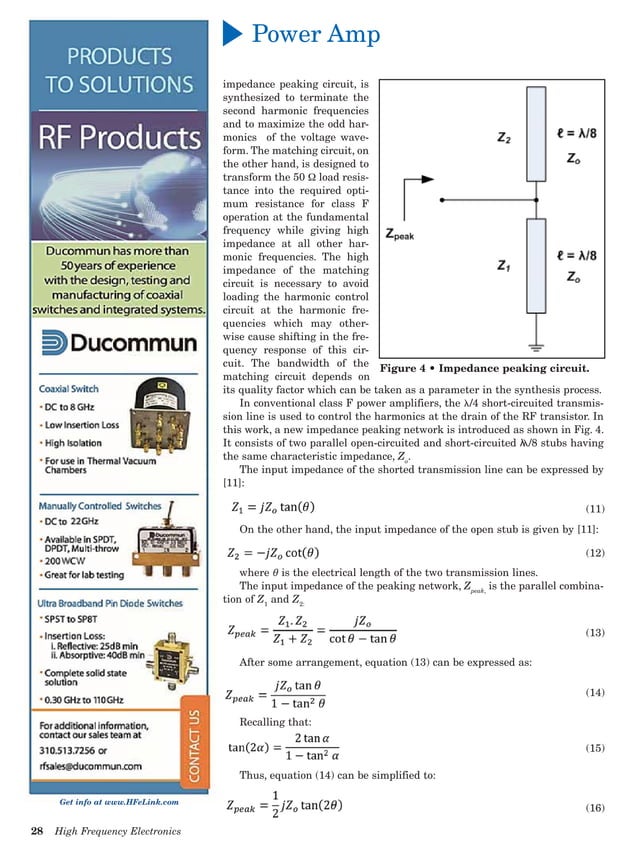 Class-F RF Power Amplifier with a New Load Network Configuration | PDF
