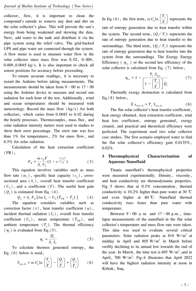 Thermodynamic analysis and optimization of flat plate solar collector using TiO2/Water nanofluid ...
