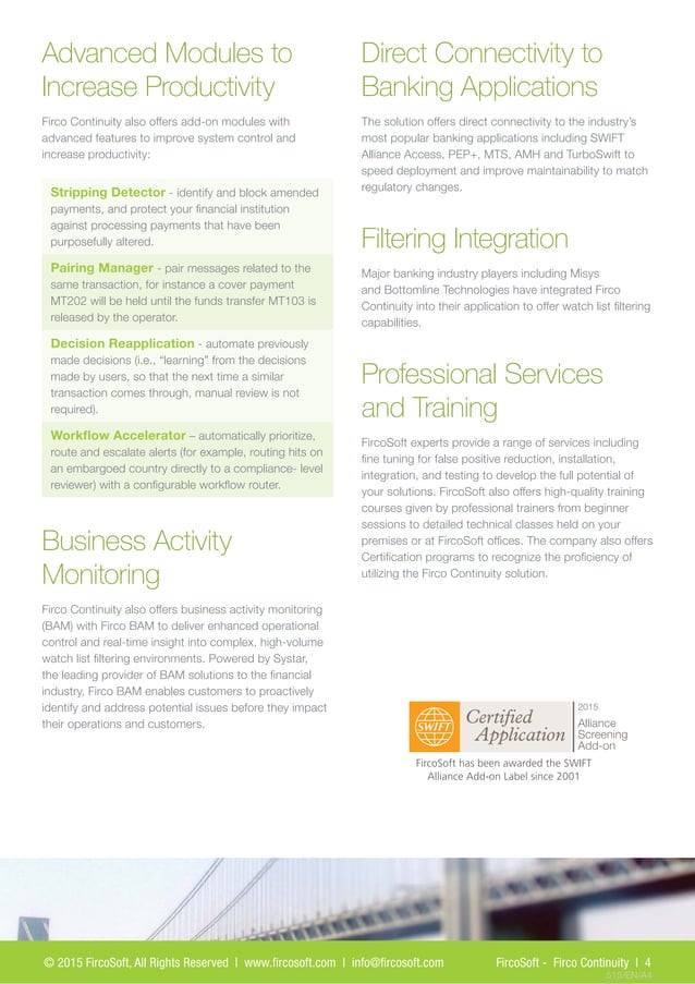 Firco Continuity | PDF
