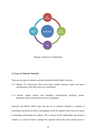 Research Proposal: The use of authentic materials in promoting ...