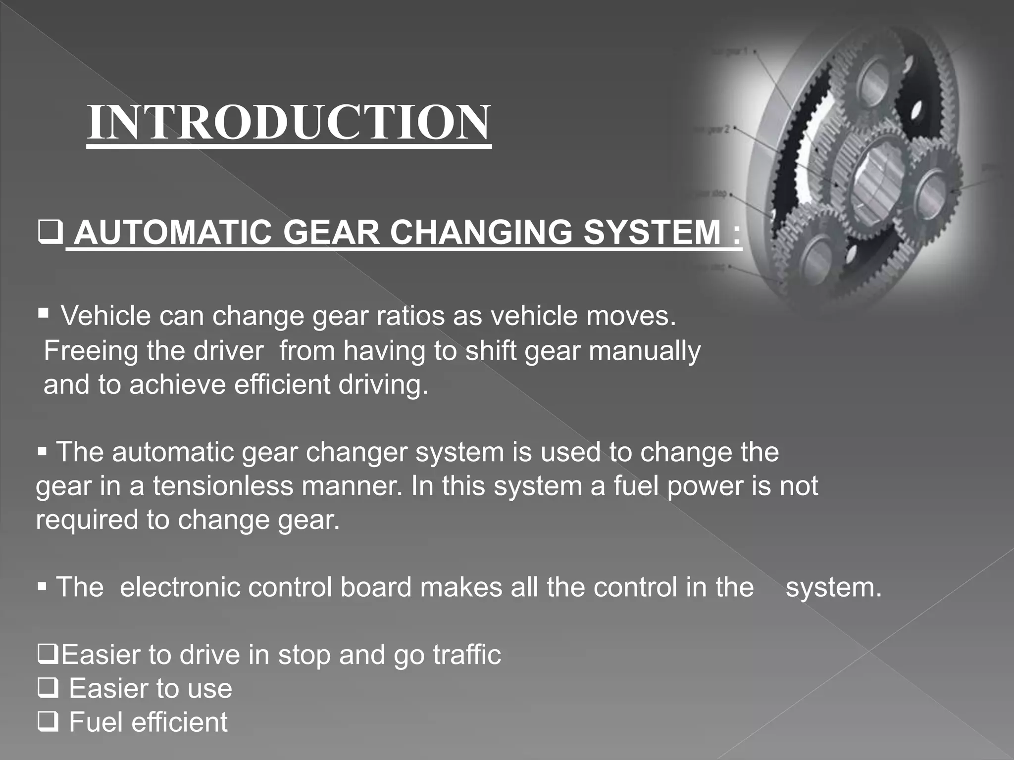 Automatic gear chaning system in two wheeler | PPTX