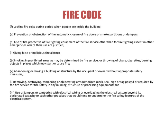 Fire code | PPTX | Indoor Environmental Quality | Home & Garden