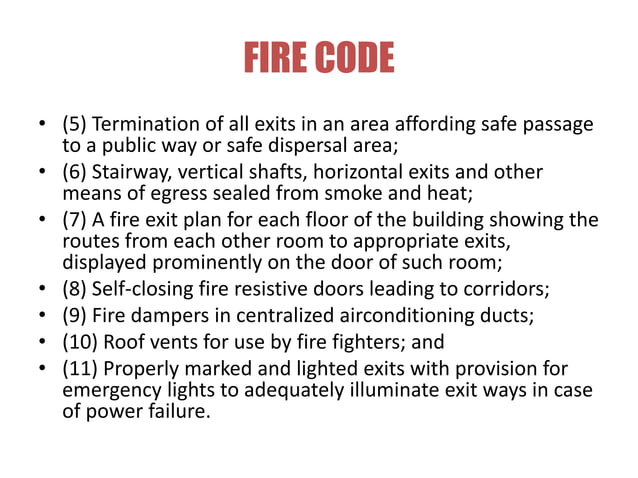 Fire code | PPTX | Indoor Environmental Quality | Home & Garden