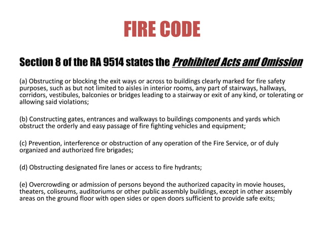 Fire code | PPTX | Indoor Environmental Quality | Home & Garden