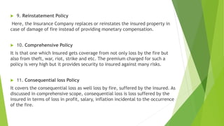 Fire-insurance policy and its applications i | PPT