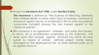 Fire-insurance policy and its applications i | PPT