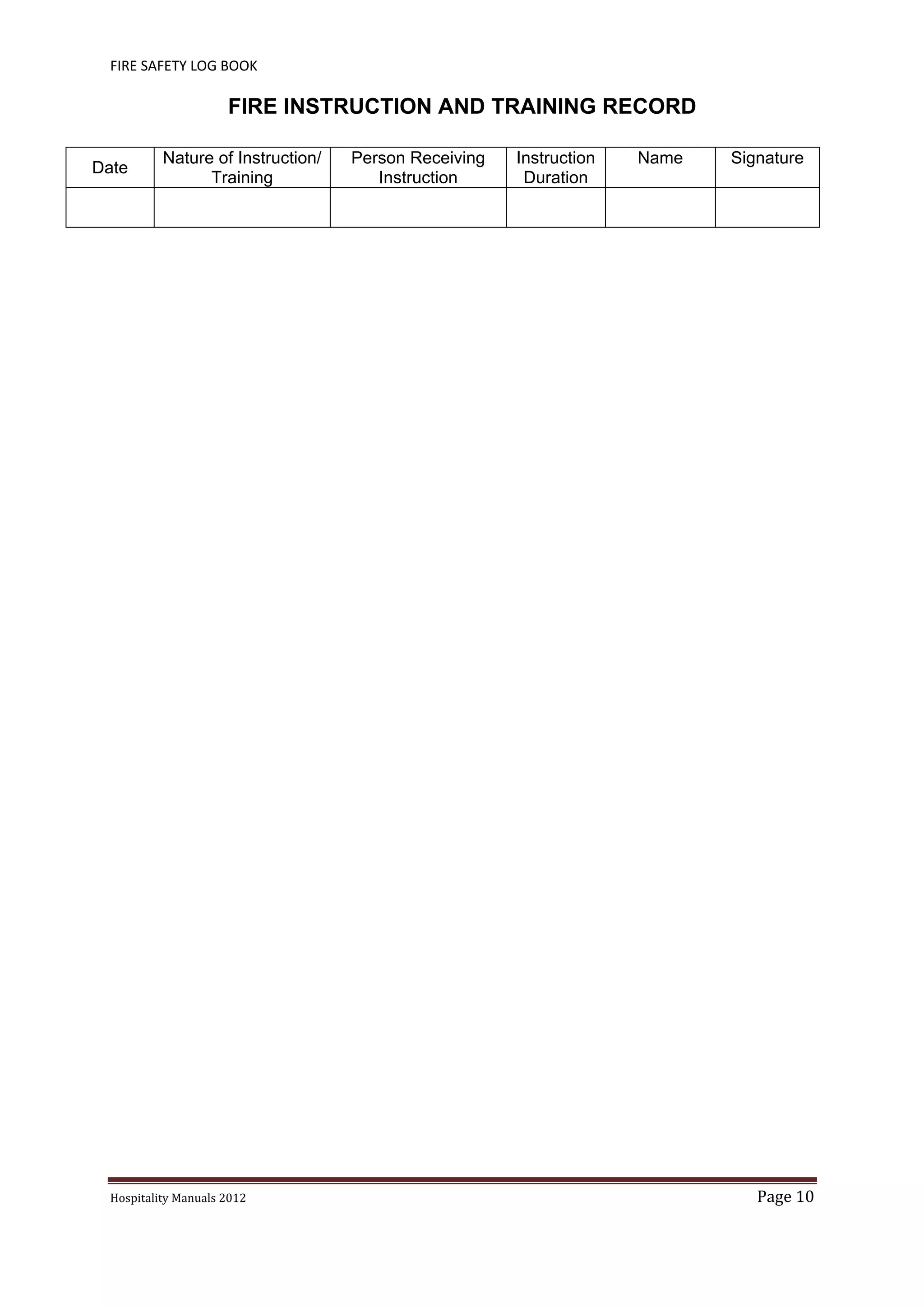 Fire safety-log-book-2012 | PDF