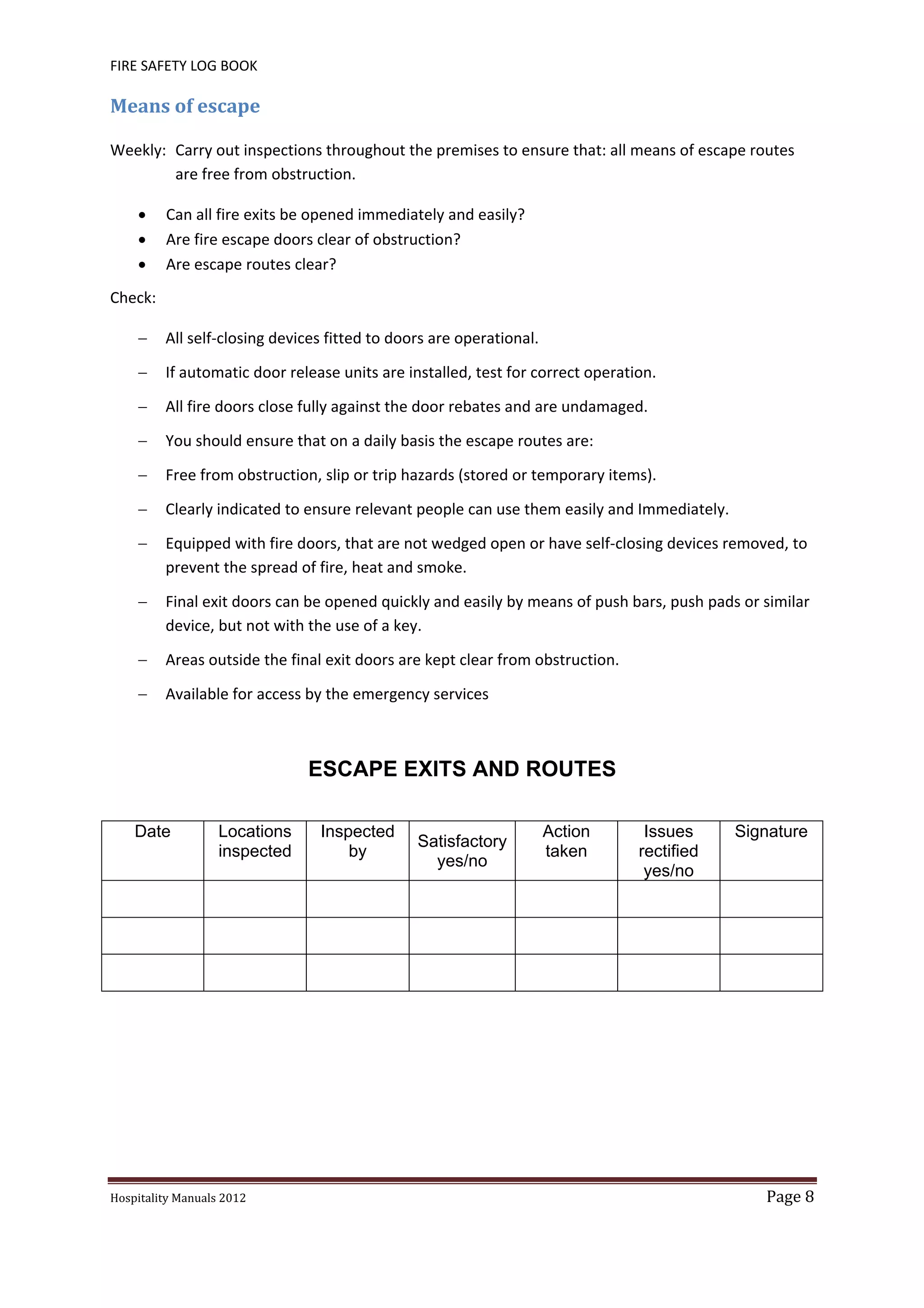 Fire safety-log-book-2012 | PDF