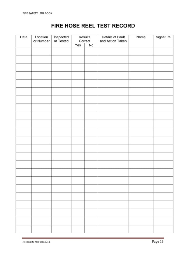 Fire safety-log-book-2012 | PDF